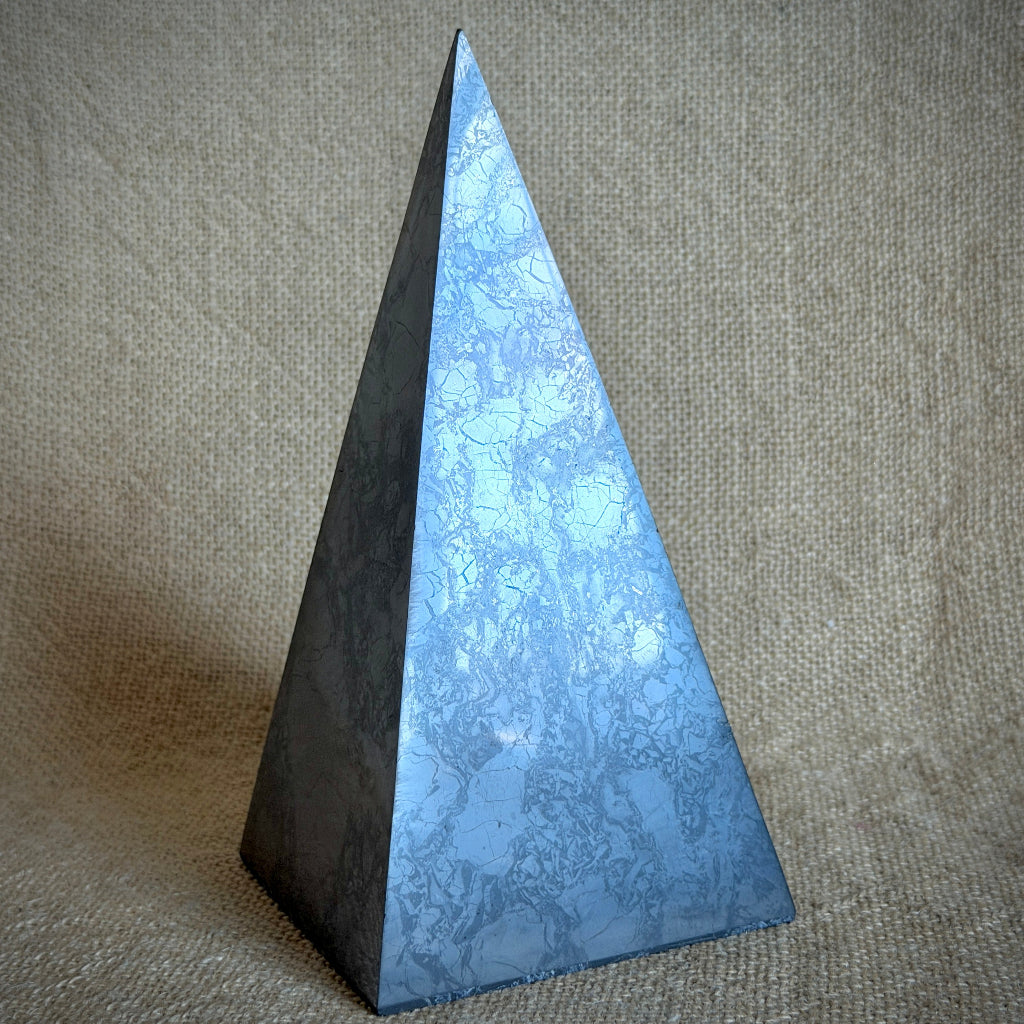 High Shungite Pyramid, 4 Inch Base | Teeny Chip on Peak – Shungite Queen